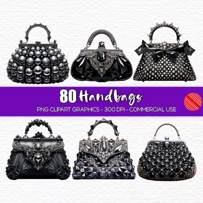 Handbag Clipart PNG Digital Download, Commercial Use, Purse Sublimation ...