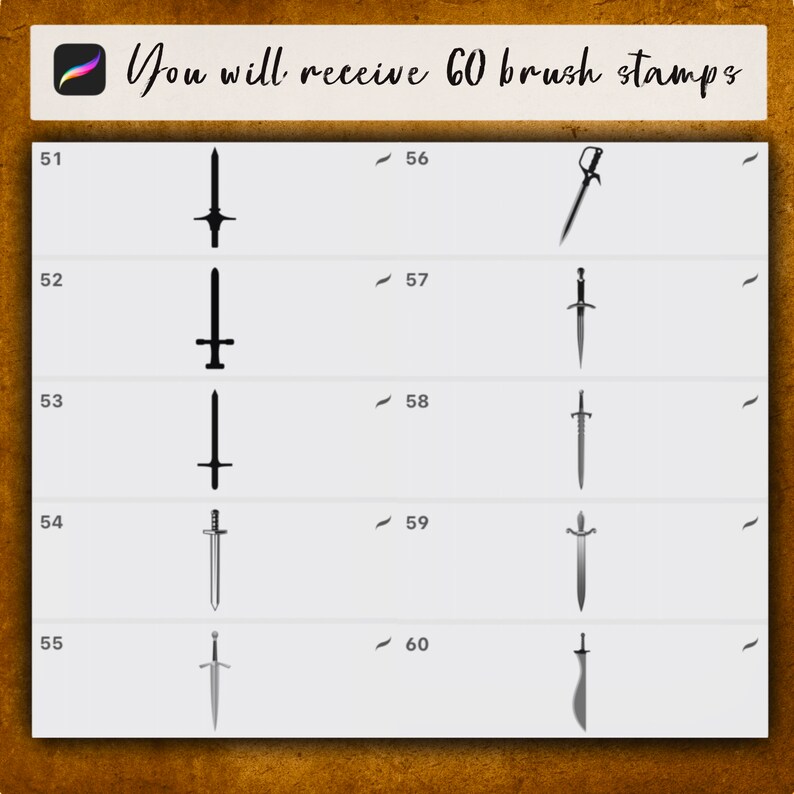 Procreate Swords Stamps, Swords & Daggers Brushes, Fantasy, Medieval ...