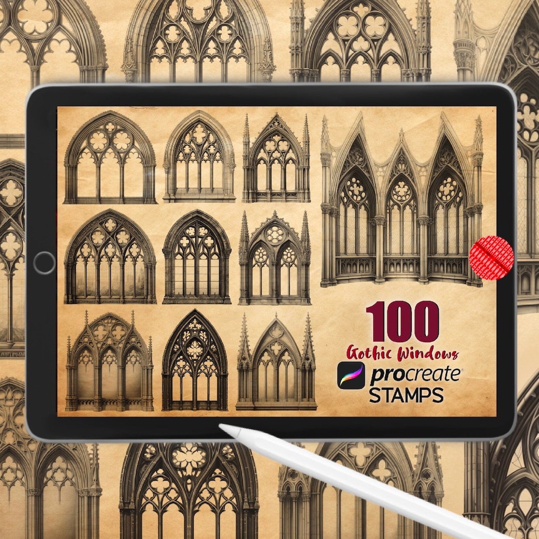 Procreate Gothic Windows Stamps Church Windows Brushes Cathedral Arched ...