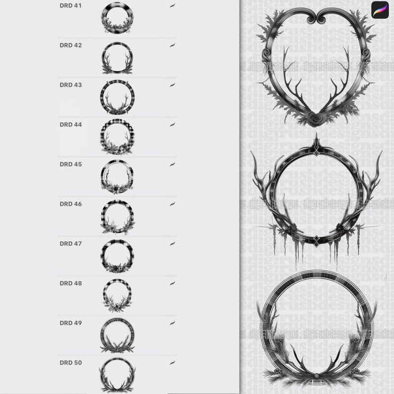 Procreate Gothic Scottish Border Frame Stamps Plaid Gothic Brushes for Procreate, Tartan ...