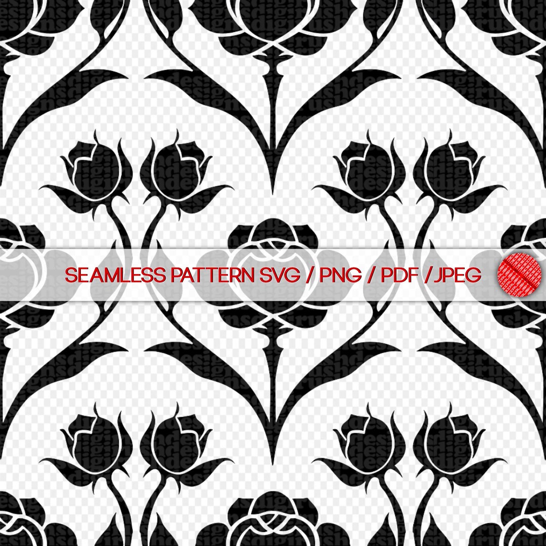 Gothic Rose Pattern SVG Seamless Ornate Flower Repeat Pattern ...