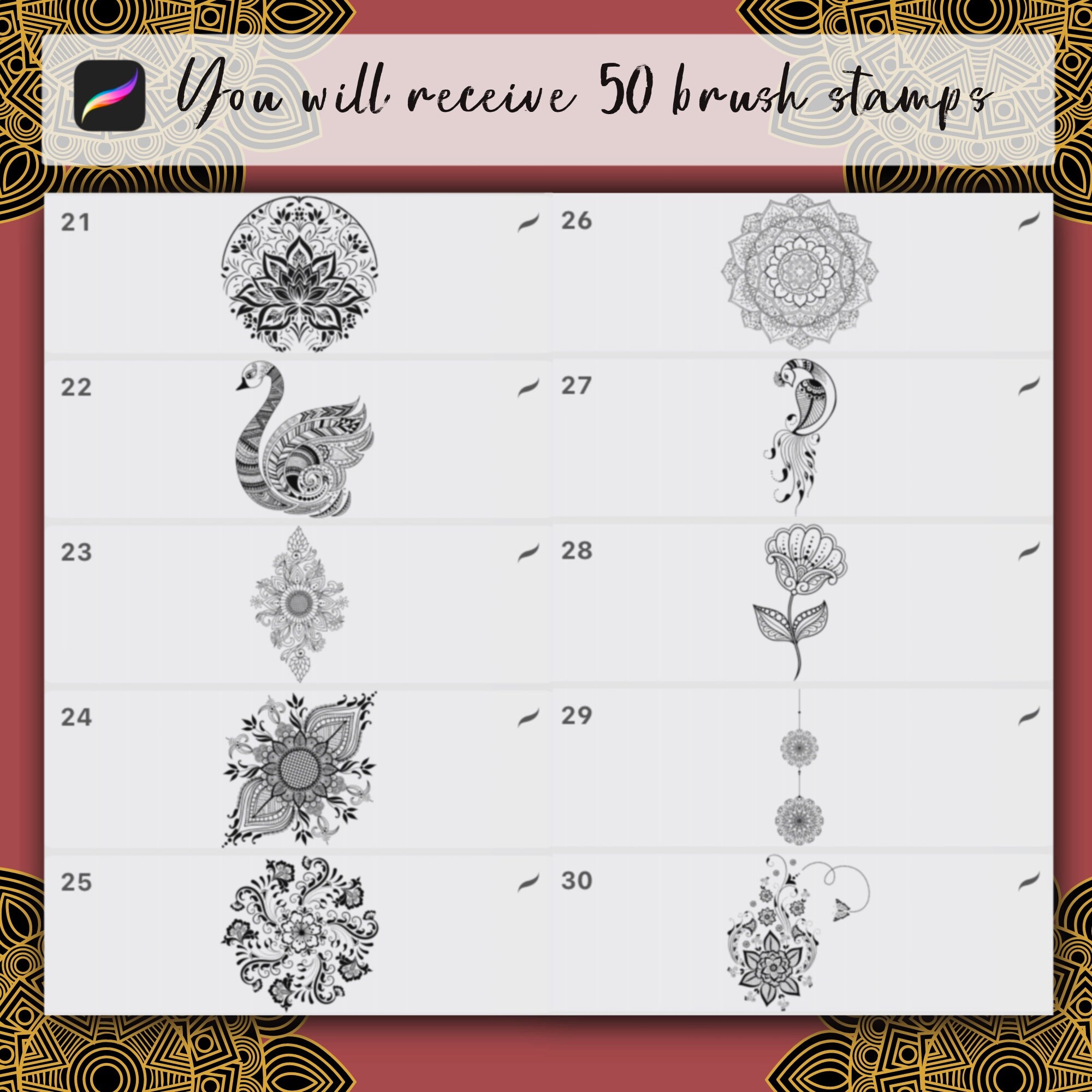 Henna Tattoo Procreate Stamps, Mehndi Tattoo, Indian Tattoos, Ethnic ...