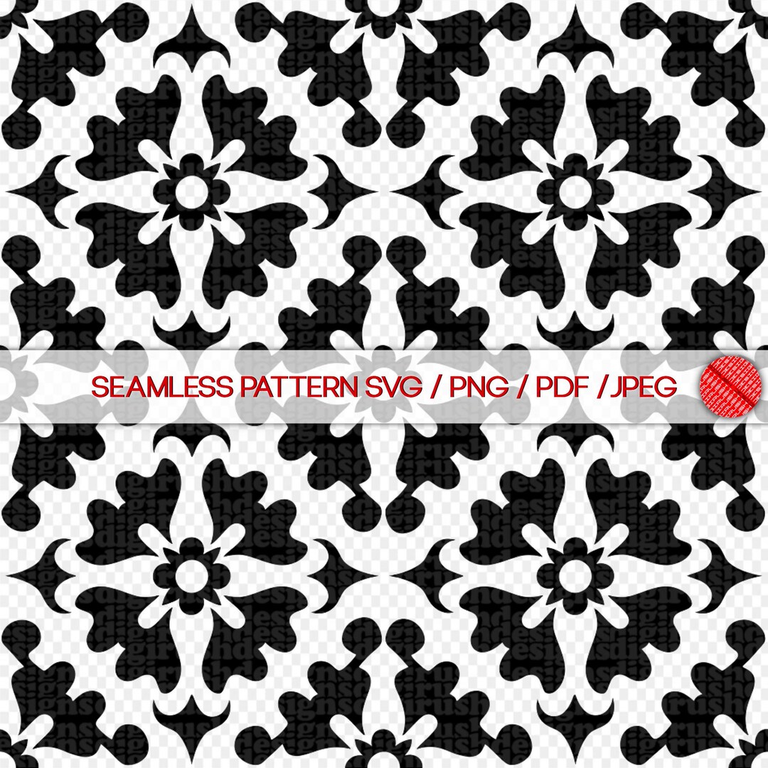 Ornate Floral Pattern SVG Seamless Flower Overlay Repeat Pattern ...