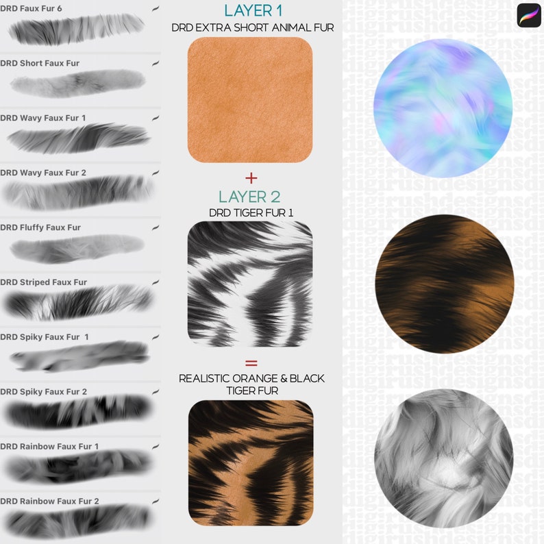 Procreate Animal Fur Brushes, Realistic Animal Fur Textures, Tiger ...