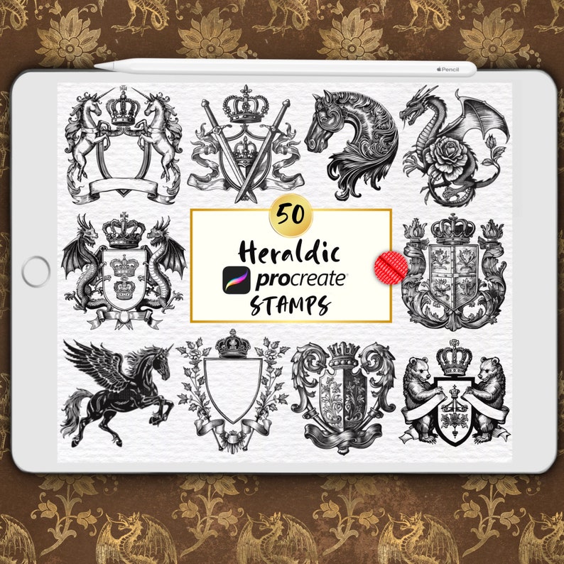 Heraldic Procreate Stamps Medieval Crest Heraldry Stamps Medieval ...
