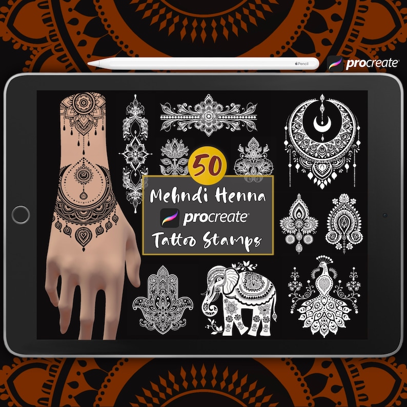 Henna Tattoo Procreate Stamps, Mehndi Tattoo, Indian Tattoos, Ethnic ...