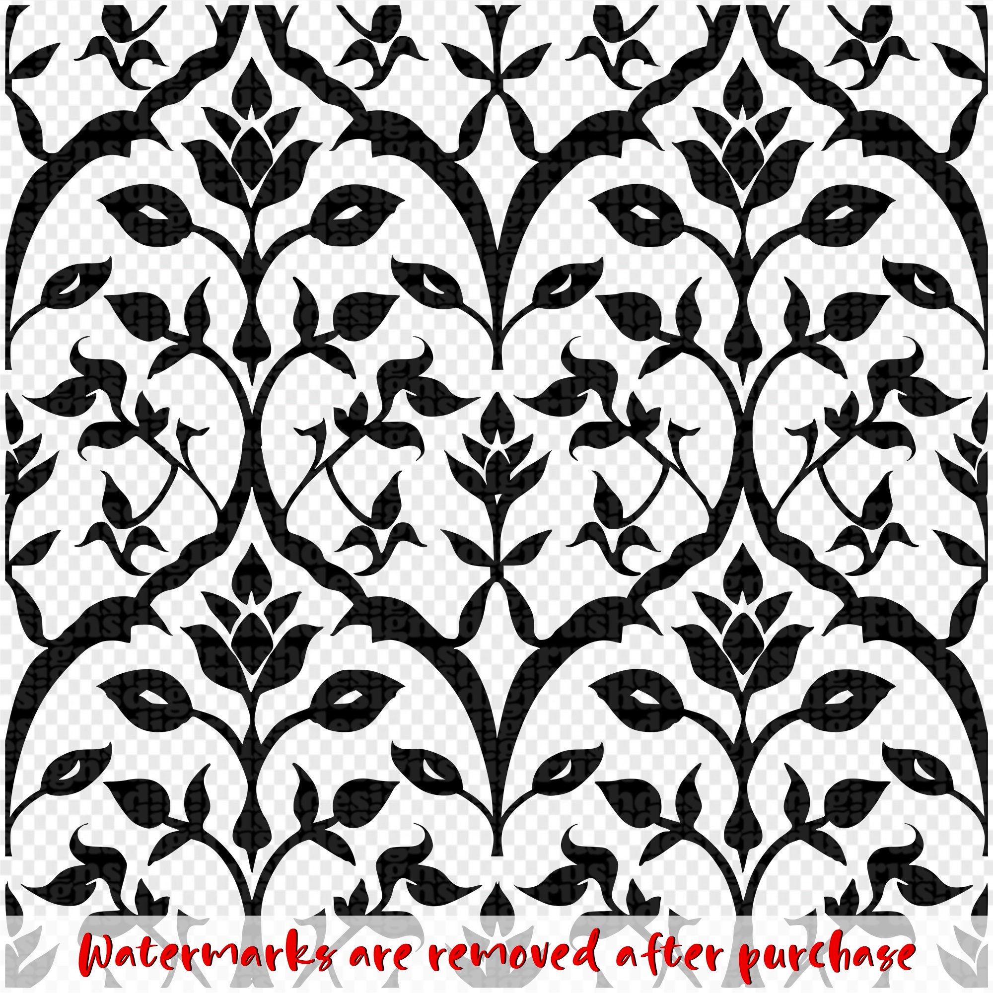Ornate Floral Pattern SVG Seamless Flower Vine Repeat Pattern ...