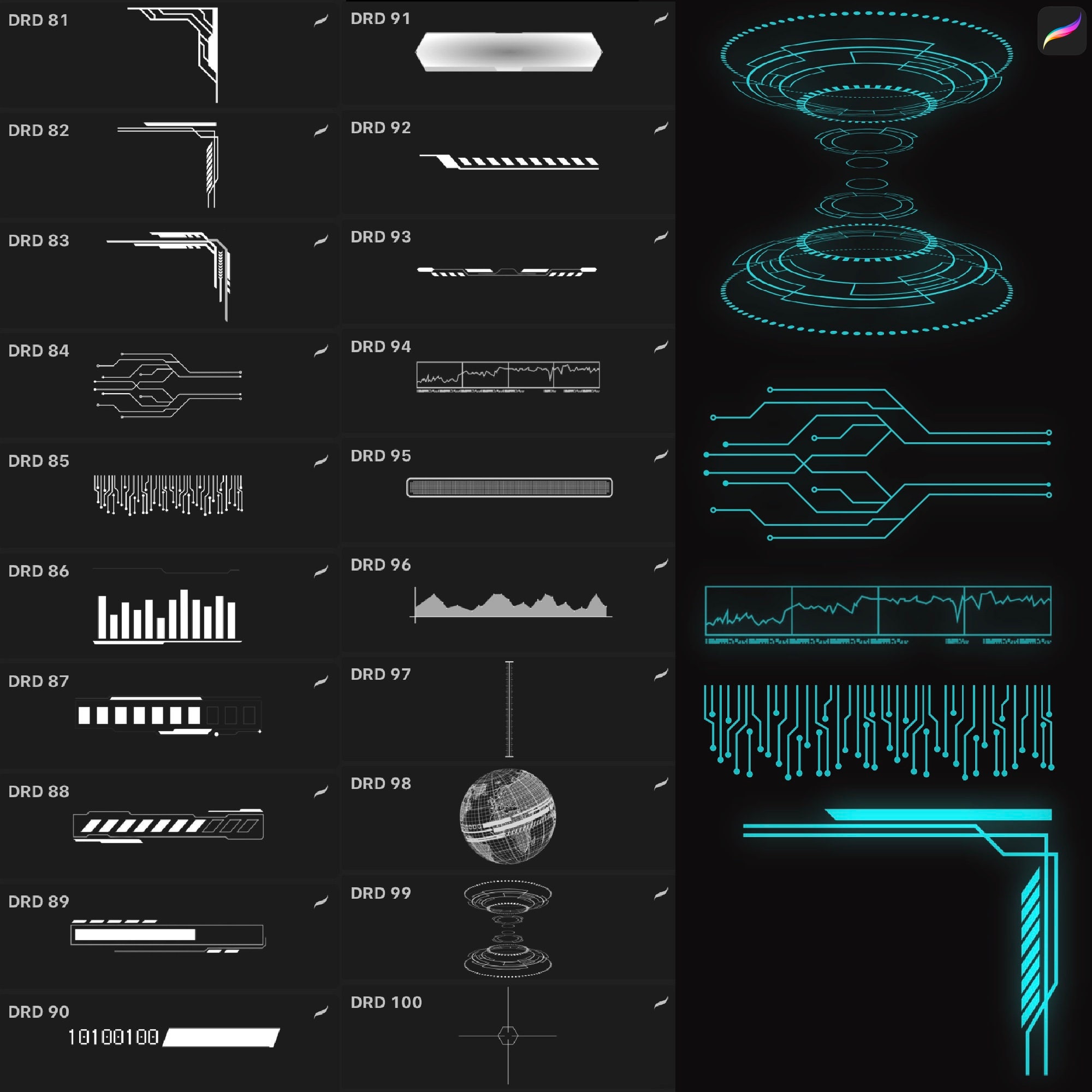 Procreate Sci Fi Stamps Cyborg Scifi Tech Brush Futuristic Stamps ...