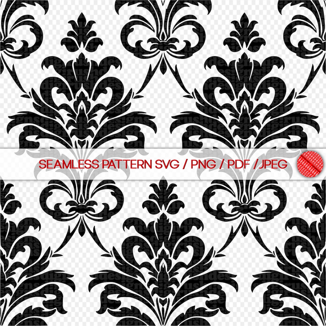 Damask Pattern SVG Seamless Baroque Repeat Pattern Background Cut File ...
