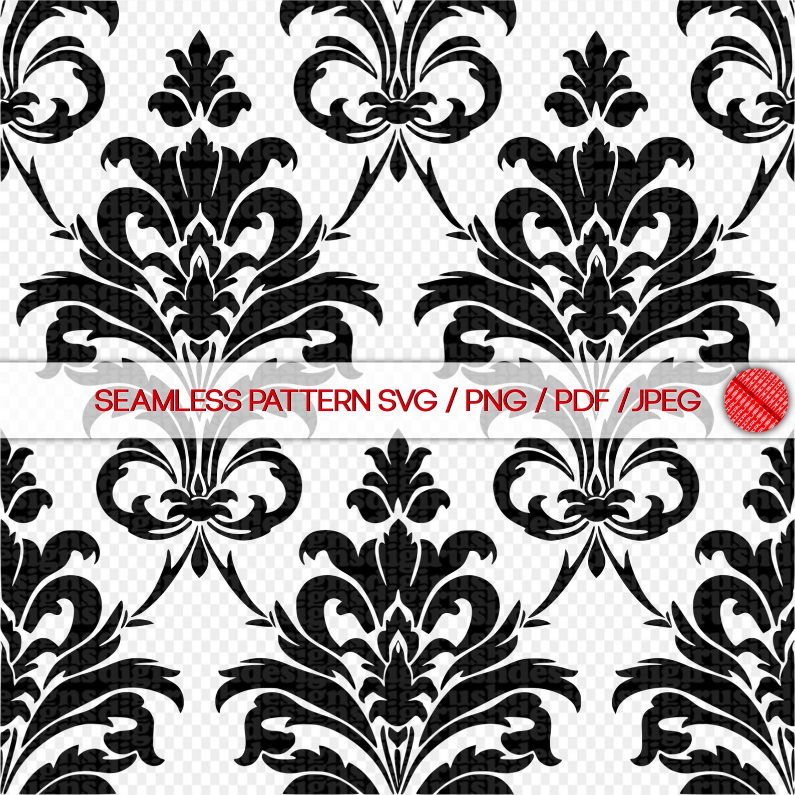 Damask Pattern SVG Seamless Baroque Repeat Pattern Background Cut File ...