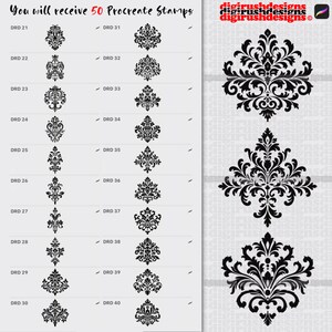 Procreate Damask Stamps, Damask Flower Brushes, Digital Download, Digital Brush Bundle Set ...