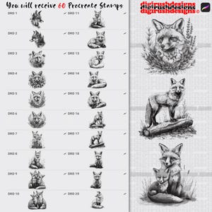 Procreate Foxes Stamps Procreate Brushes Fox Tattoo Stamps Fox Line Art Digital Brush Set ...