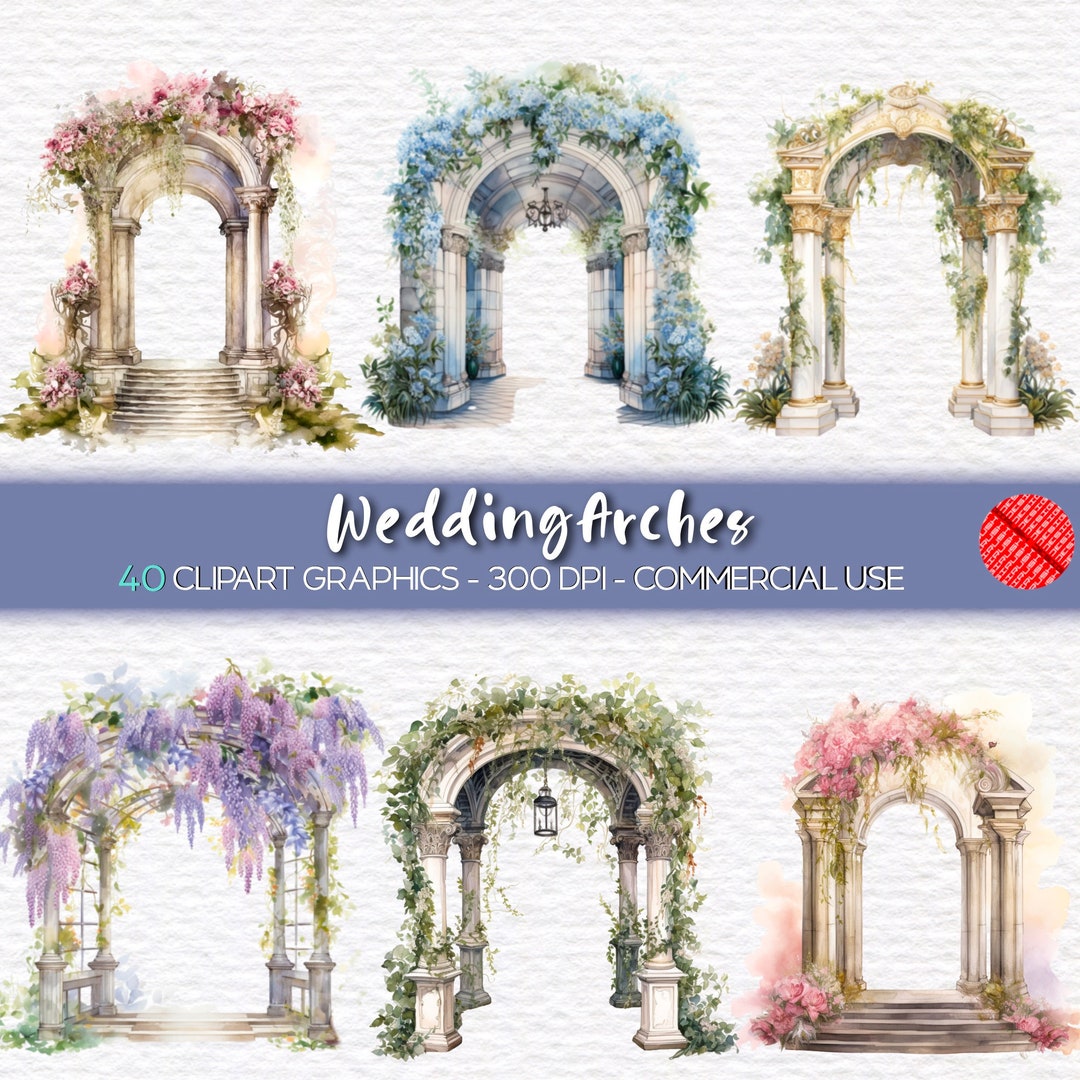 Wedding Arches Clipart, Watercolour Arches, Romantic Arch, Rococo ...