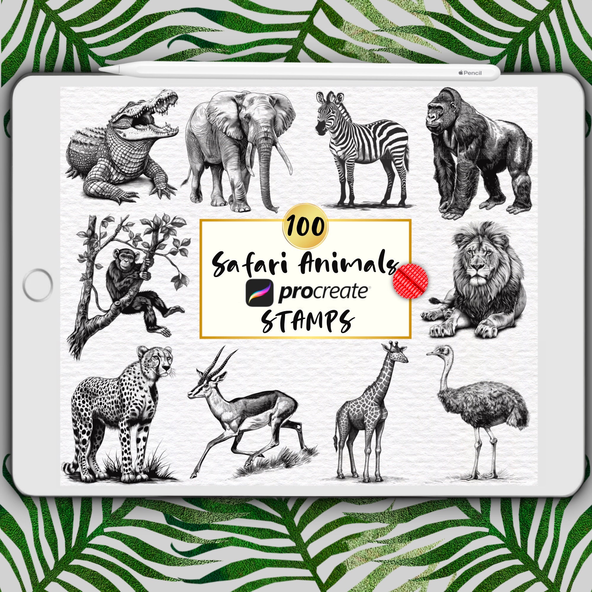 Safari Animals Procreate Stamps Wild Animals Procreate Brush Set Jungle ...
