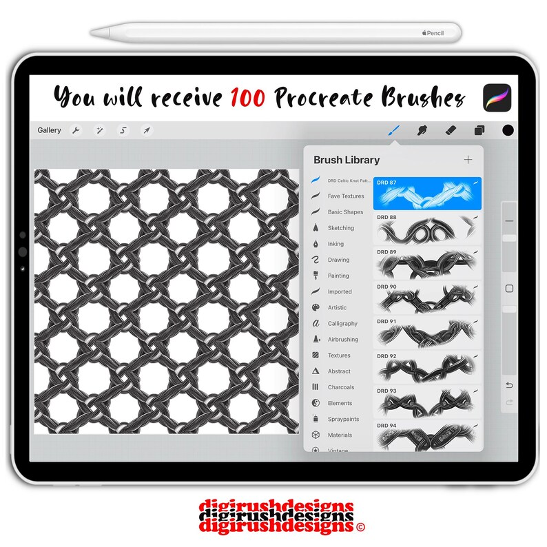 100 Celtic Knot Procreate Brushes: Gothic Pattern (digital Brushes) - Etsy