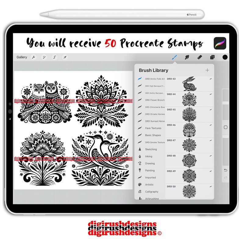 Scandinavian Folk Art Procreate Stamps: Arctic Nordic Animals (digital ...