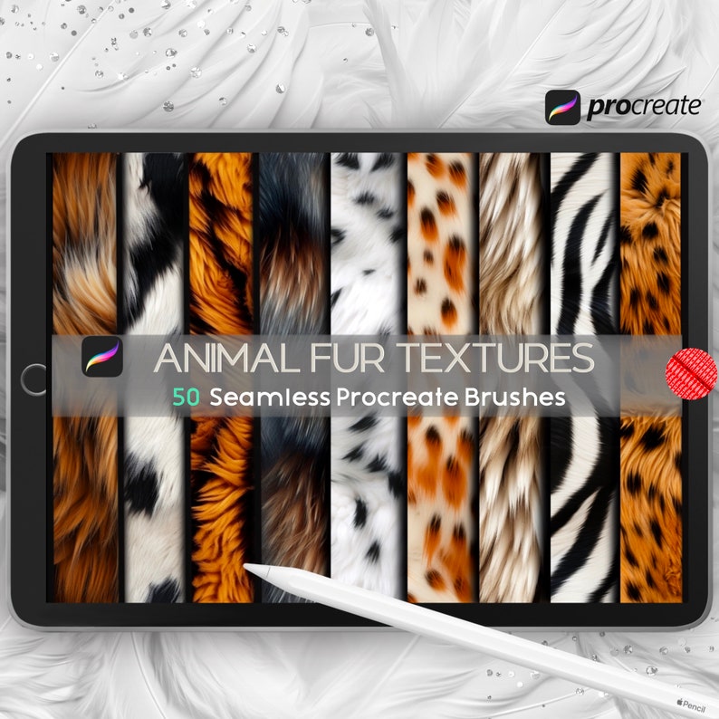 Procreate Animal Fur Brushes, Realistic Animal Fur Textures, Tiger, Leopard, Giraffe, Cow Print ...
