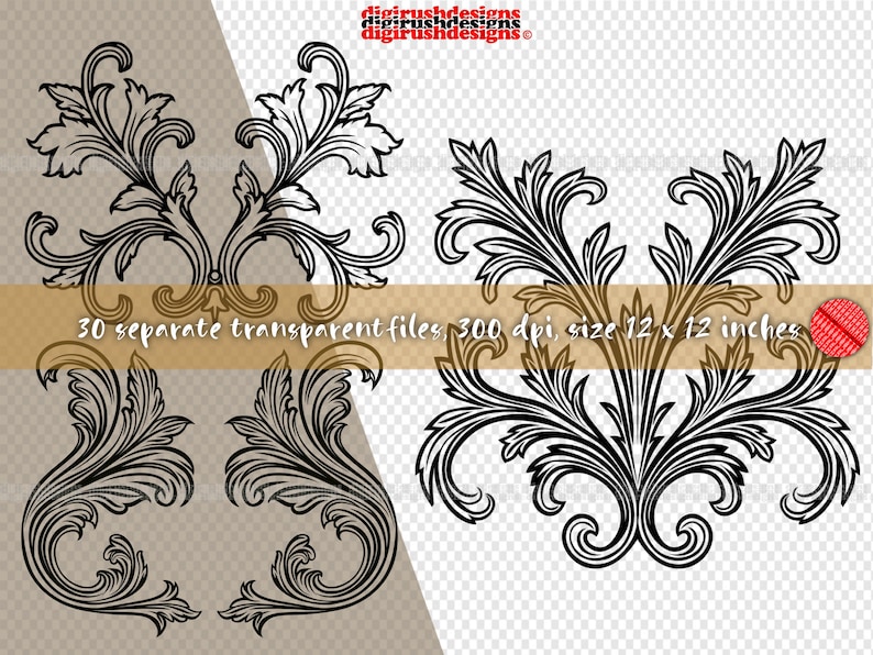 Filigree Clipart SVG, Filigree PNG Clipart Filigree Decorative Elements ...