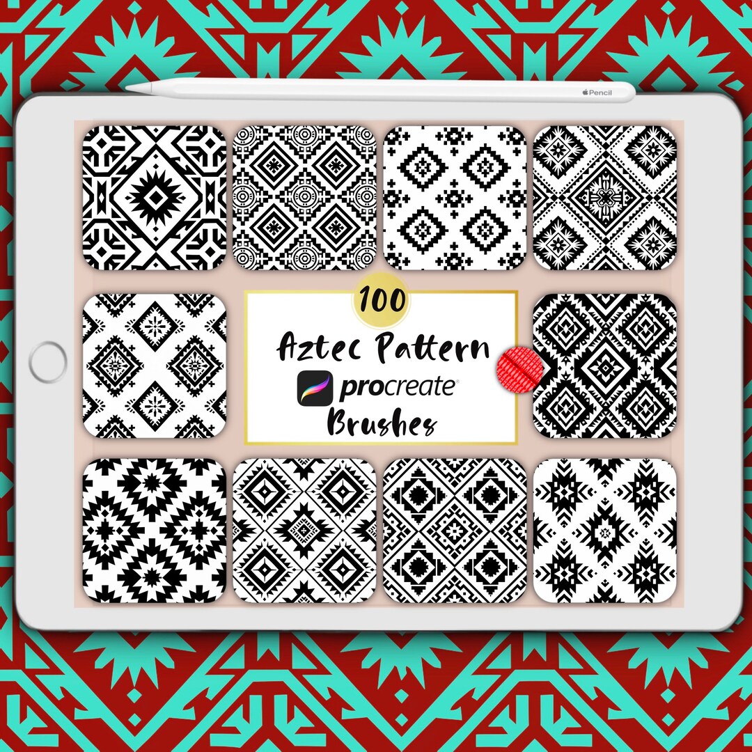 Aztec Pattern Procreate Brushes, Seamless Mexican Pattern Procreate ...