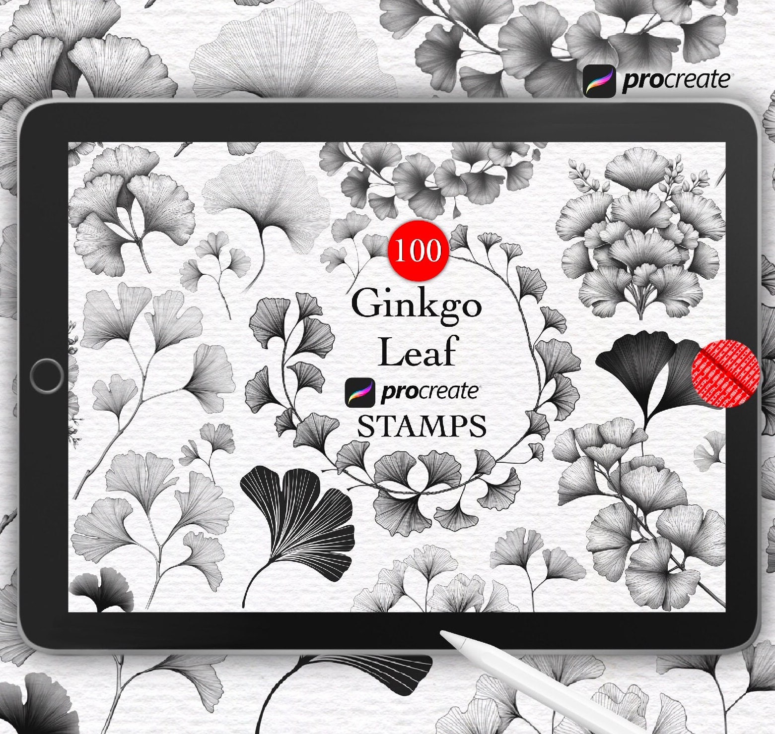 Ginkgo Leaf Procreate Stamps, Ginkgo Procreate Brushes, Ginkgo Biloba ...