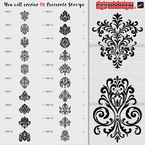Procreate Damask Stamps, Damask Flower Brushes, Digital Download, Digital Brush Bundle Set ...