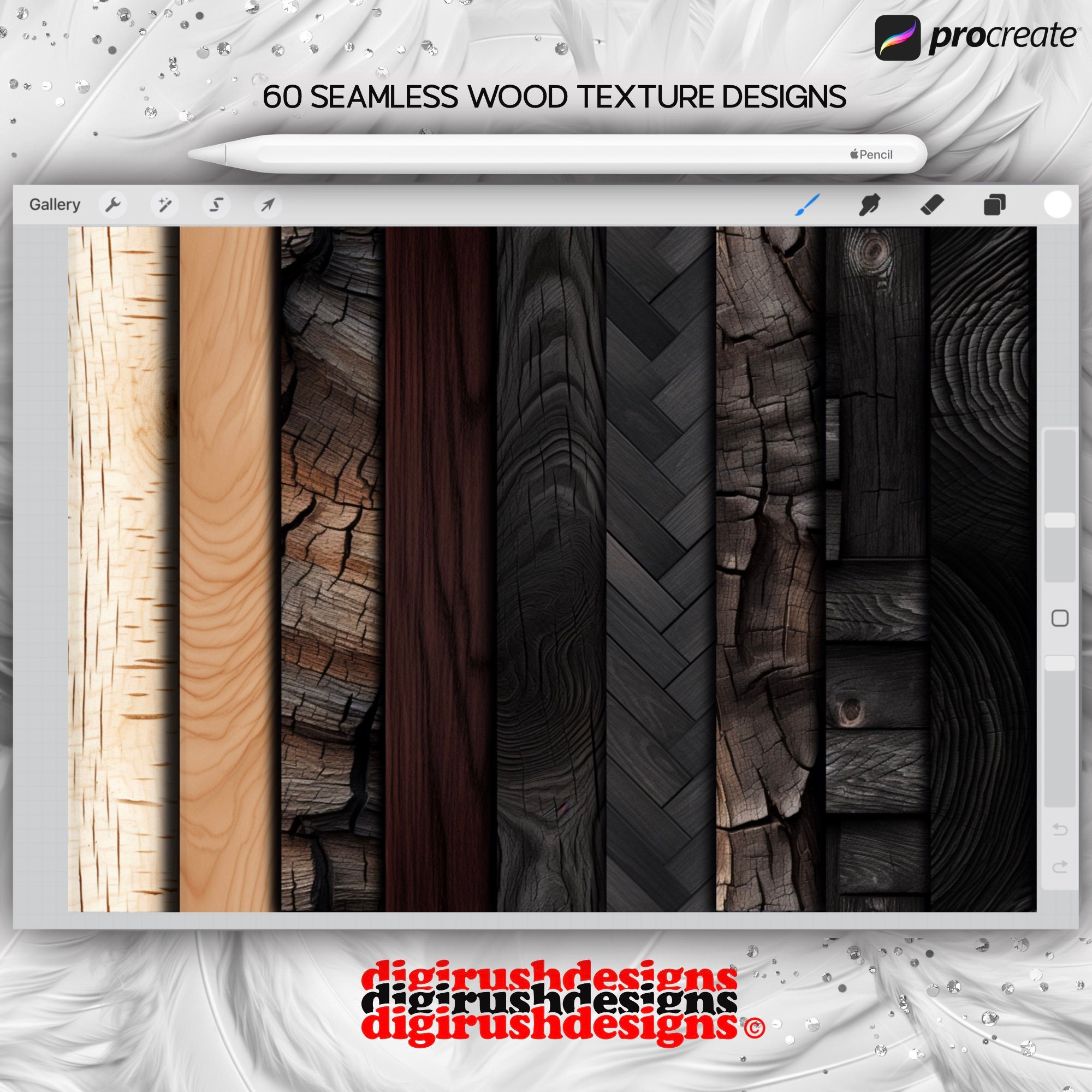 Procreate Wood Texture Brushes, Seamless Wood Brushes, Realistic Wood ...