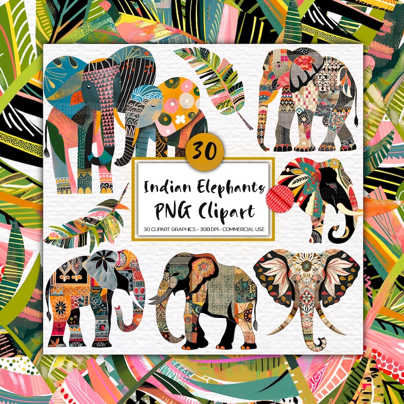 Elephant Clipart PNG Digital Download, Exotic Animal Clip Art PNG File ...