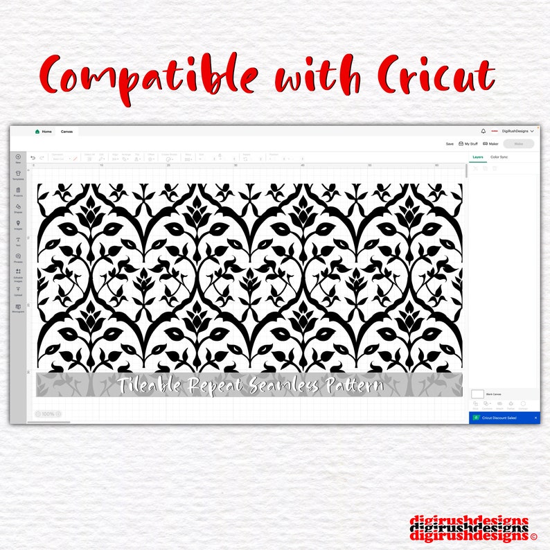 Ornate Floral Pattern SVG Seamless Flower Vine Repeat Pattern ...