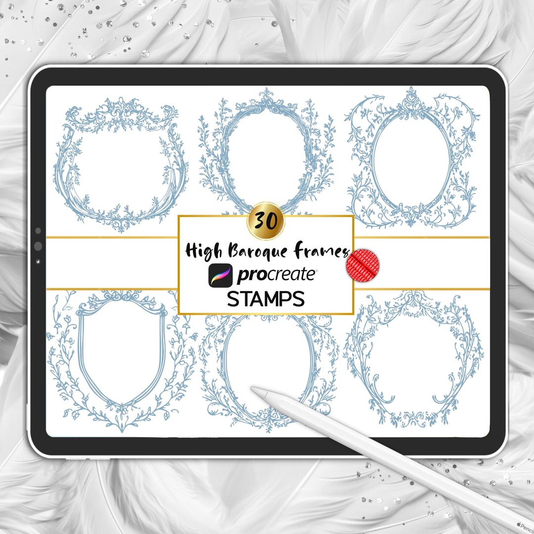 30 Baroque Frame Procreate Stamps: Ornate Wedding Borders (digital ...