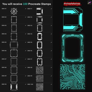 100 Sci-fi Tech Procreate Stamps: Futuristic Gadget Technology (digital ...