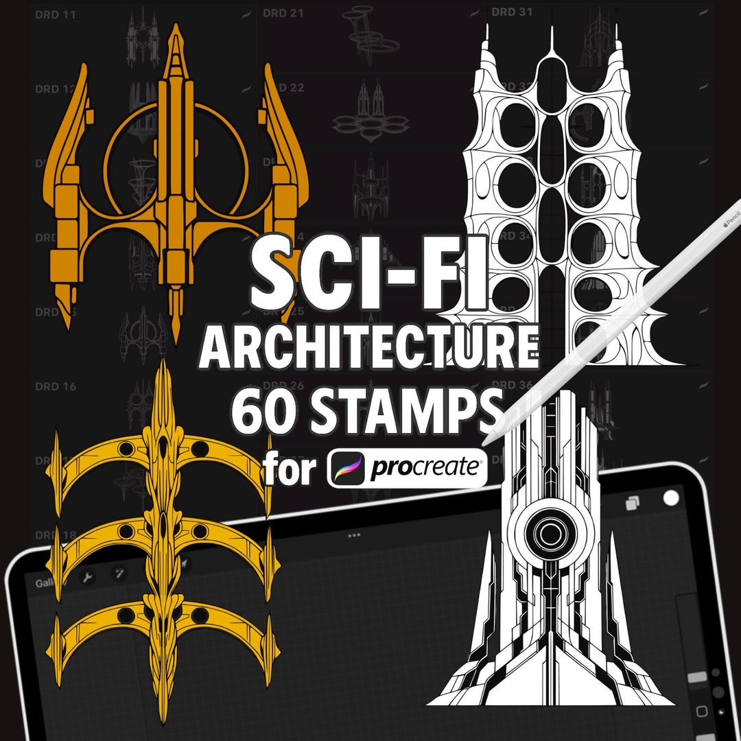 Sci Fi Architecture Procreate Stamps Futuristic Building Design ...