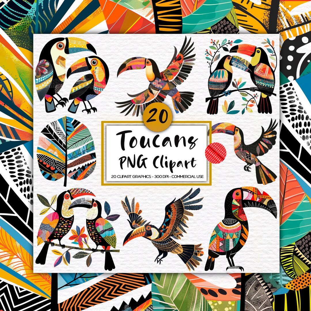 Toucan Clipart PNG Digital Download, Exotic Birds Clip Art PNG File ...