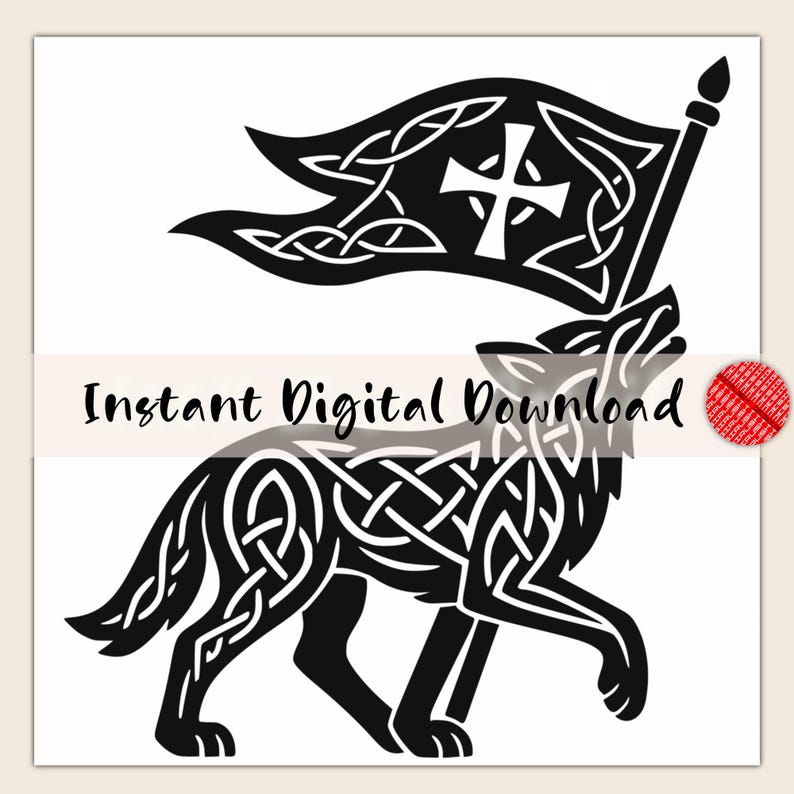 60 Celtic Wolf Clipart Bundle: Black Line Art, Knotwork Wolves (PNG ...