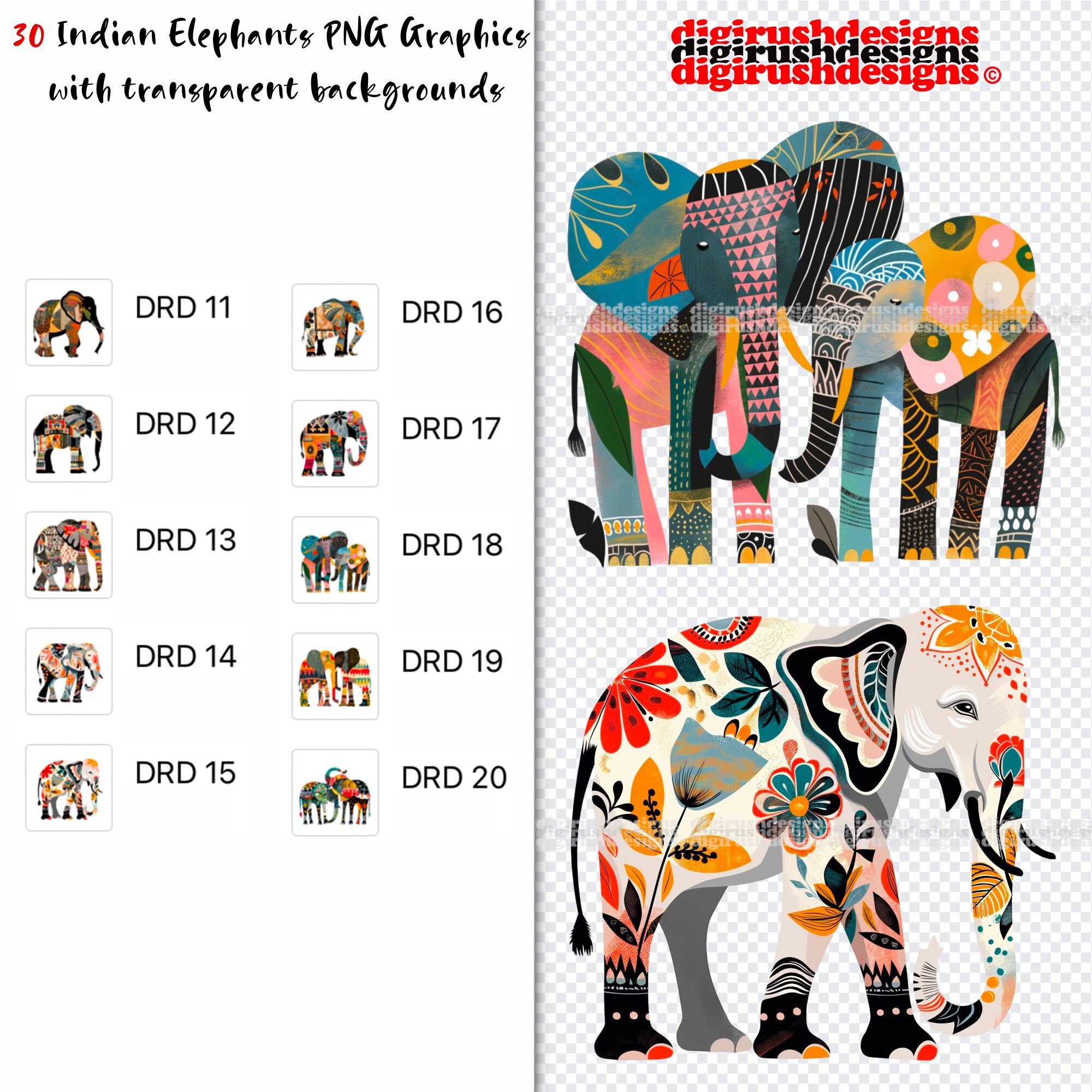 Elephant Clipart PNG Digital Download, Exotic Animal Clip Art PNG File ...