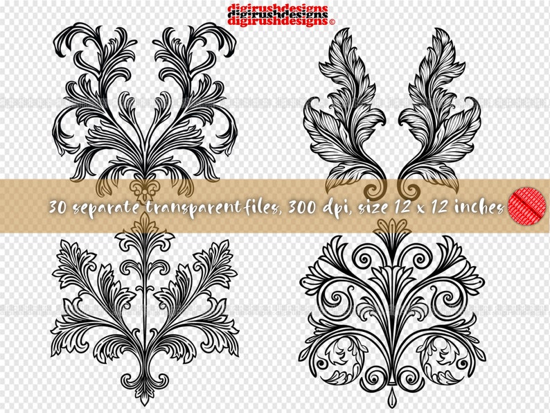 Filigree Clipart SVG, Filigree PNG Clipart Filigree Decorative Elements ...