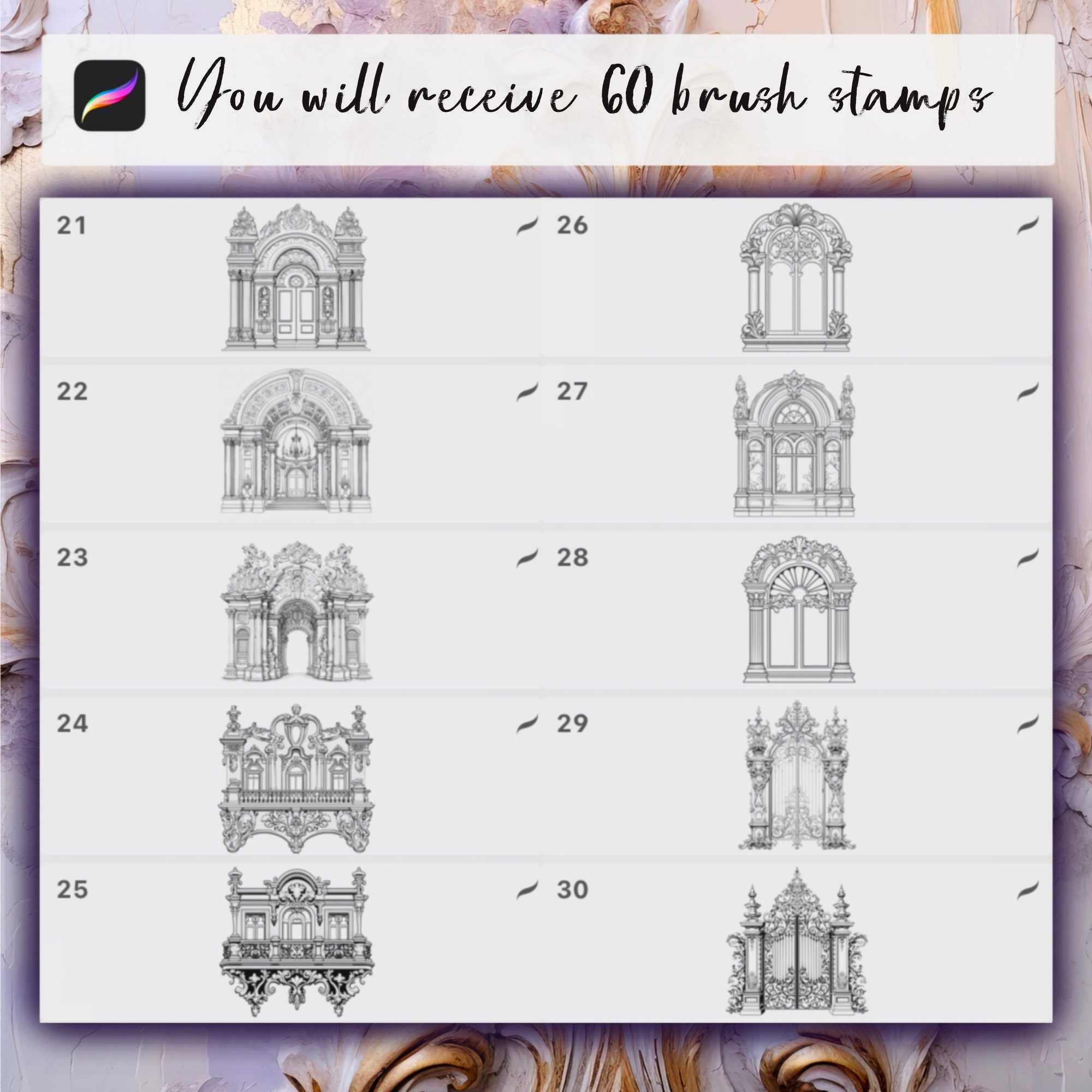 Procreate Baroque Architecture Stamps Renaissance Buildings Brushes ...