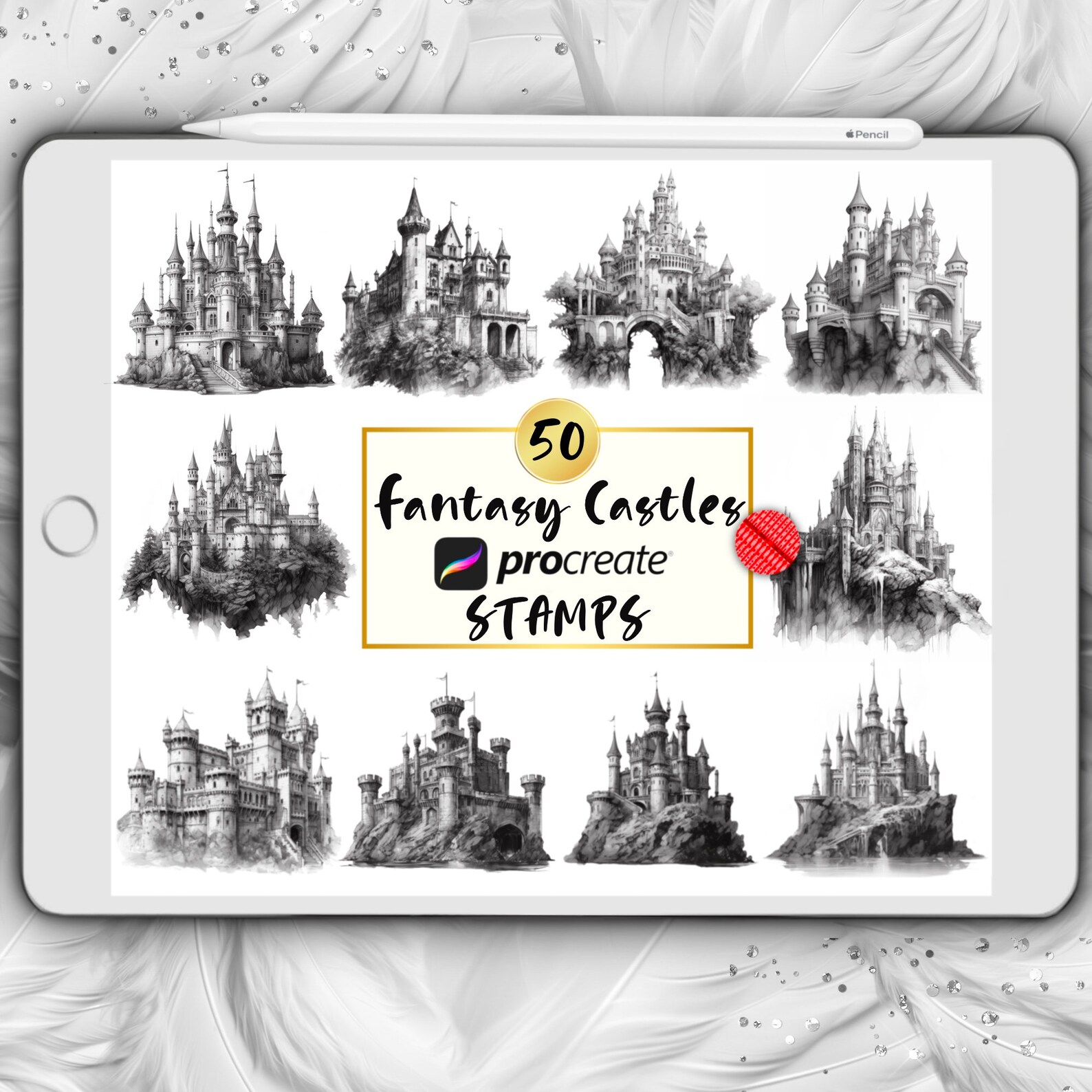 Castles Procreate Stamps Gothic Castle Procreate Brushes Fairytale ...