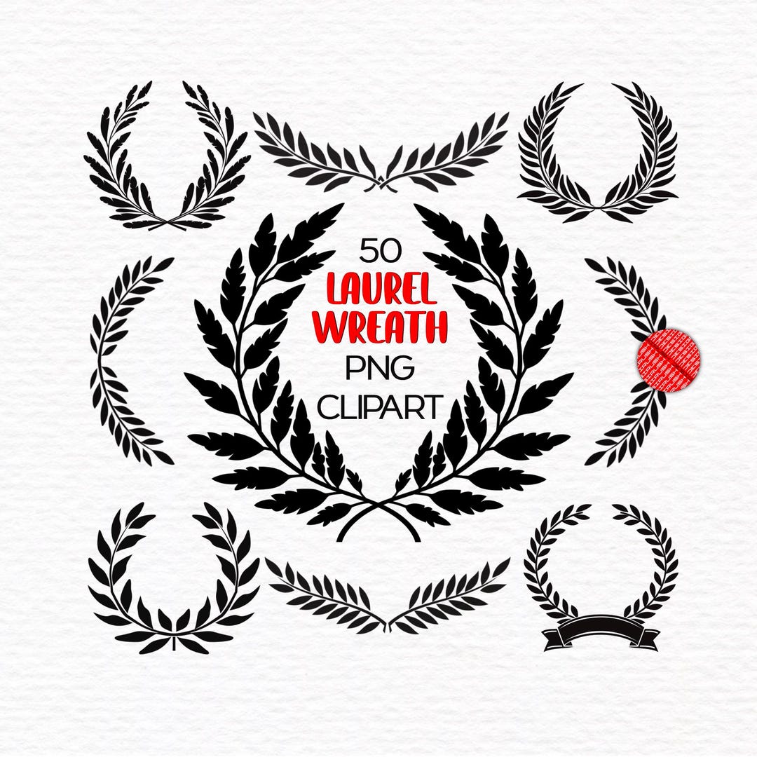 Lorbeerkranz Clipart PNG Digital Download Raffinierte Kranz Silhouette ...