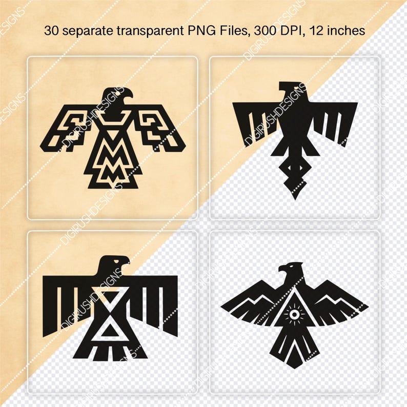 30 Aztec Bird Clipart: Tribal Silhouettes, Native American Tattoo Art ...