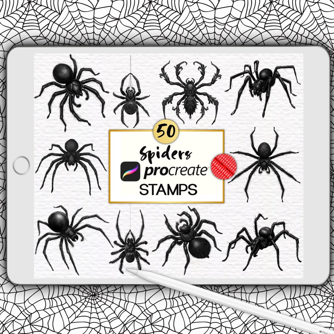 Spiders Procreate Stamps, Black Widow Spider Procreate Brushes ...