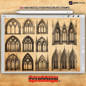Procreate Gothic Windows Stamps Church Windows Brushes Cathedral Arched ...