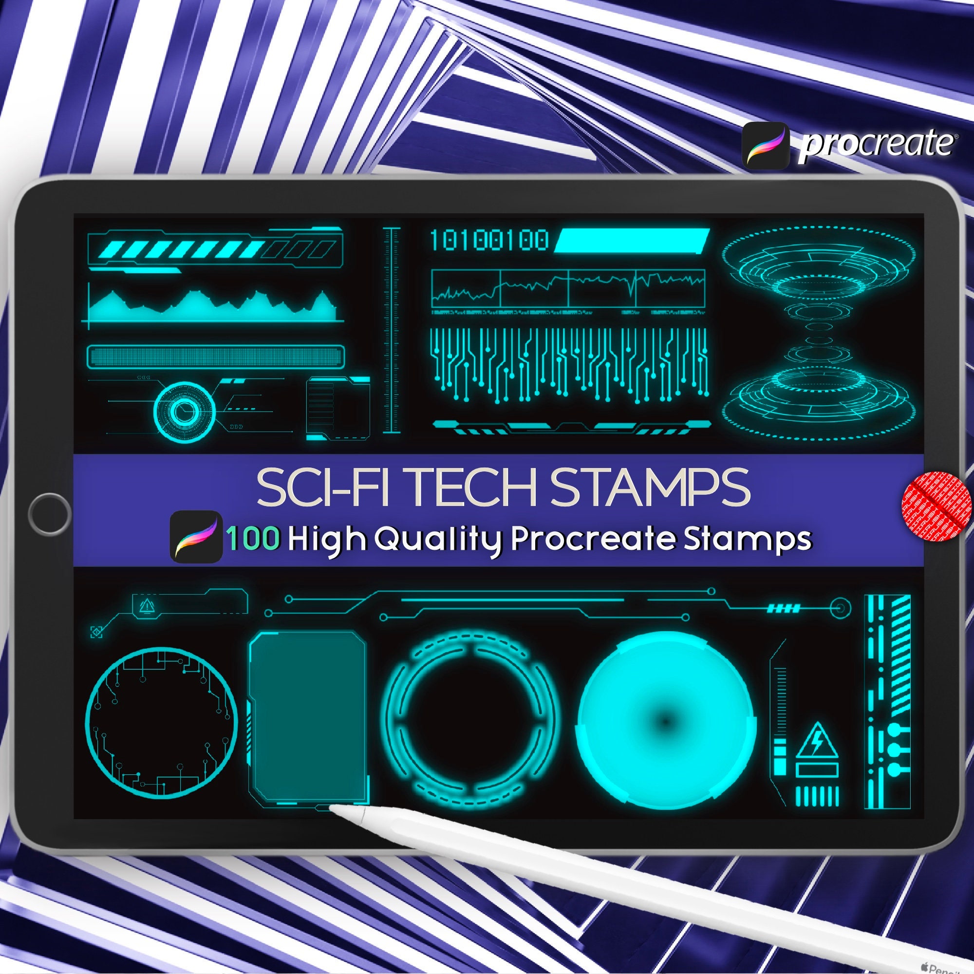 Procreate Sci Fi Stamps Cyborg Scifi Tech Brush Futuristic Stamps ...