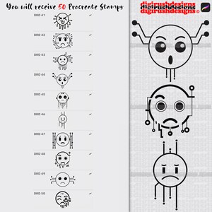 Sci Fi Tech Emoji Stamps Futuristic Circuit Board Style Smileys ...