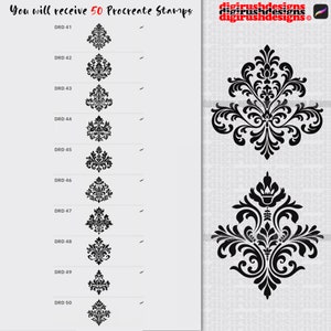 Procreate Damask Stamps, Damask Flower Brushes, Digital Download, Digital Brush Bundle Set ...