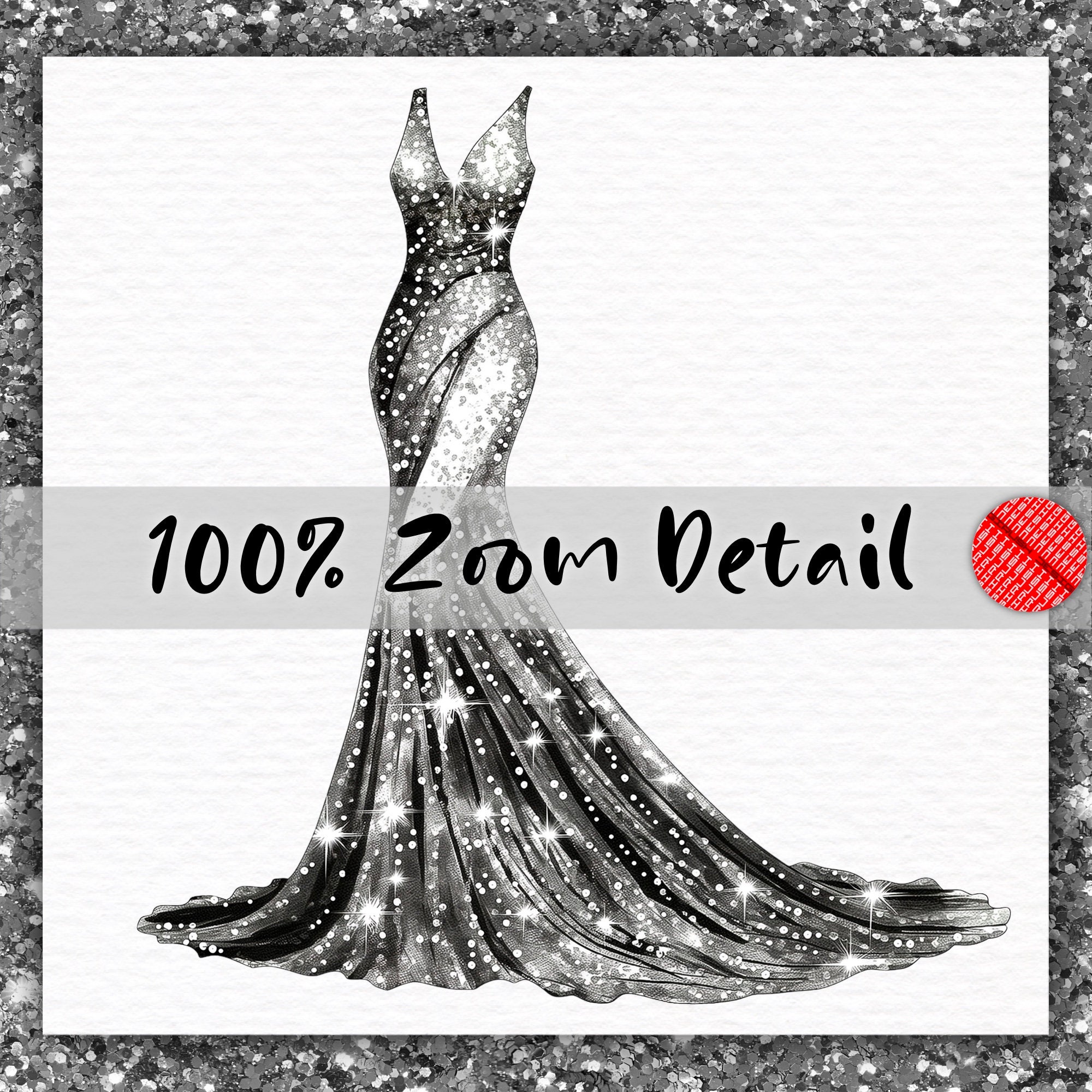 Silver Glitter Dress Clipart Princess Evening Gown Clip Art Sparkly ...