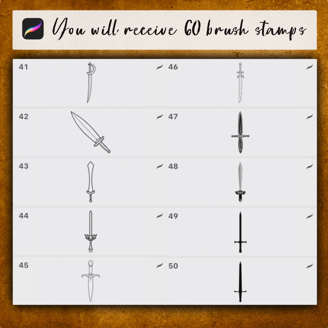 Procreate Swords Stamps, Swords & Daggers Brushes, Fantasy, Medieval ...