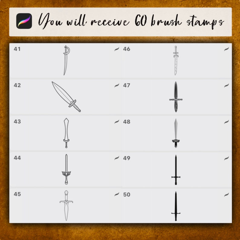 Procreate Swords Stamps, Swords & Daggers Brushes, Fantasy, Medieval ...