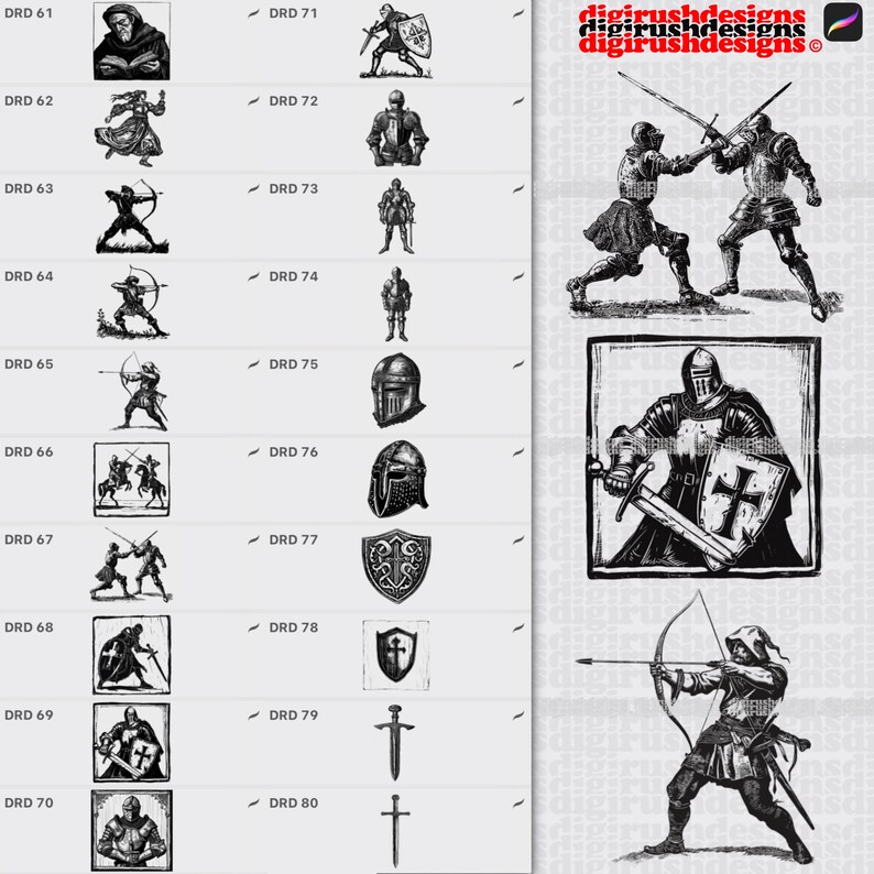 Medieval Procreate Stamps Medieval Dragon Tattoo Stamps Medieval ...