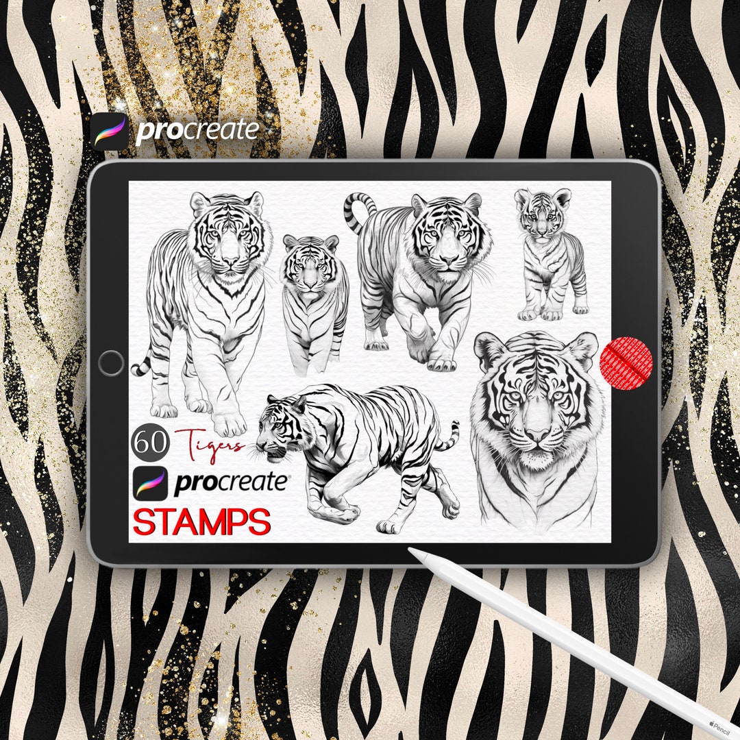 Procreate Tiger Stamps Procreate Brushes Tiger Tattoo Stamps Tigers ...