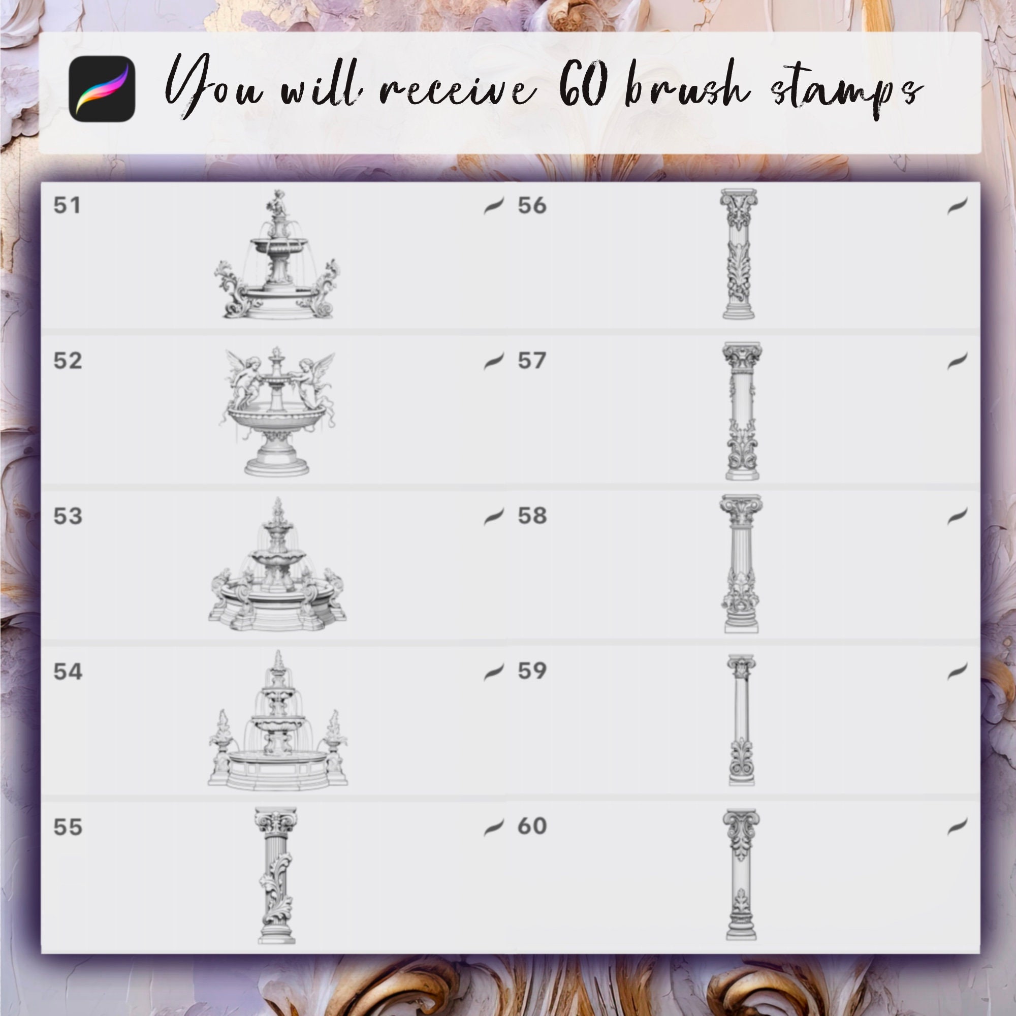 Procreate Baroque Architecture Stamps Renaissance Buildings Brushes ...